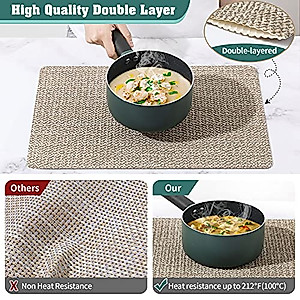 Tineeba PVC Placemats, Set of 6, Washable Dining Table Mats, Heat-Resistant, Easy to Clean, Non-Slip, Kitchen & Kids & Outdoor (Coffee)