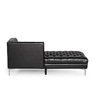 Christopher Knight Home Tignall Chaise Lounge, Midnight Black + Silver