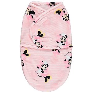 Disney Minnie Mouse Single Ply Baby Swaddle Sack, Easy Wrap Infant Swaddling Blanket, Soft Comfort Swaddler/Hospital Swaddles for Newborns, Polka Dot