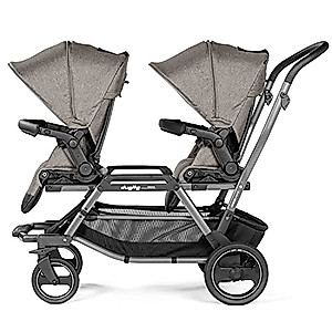Peg Perego Duette Piroet - Double tandem Stroller - compatible with Primo Viaggio infant car seats - Made in Italy - Atmosphere (Grey)