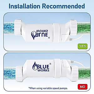 BLUE WORKS Salt Cell Model Number: BLT9H Compatible with Hayward Goldline AquaRite T-Cell-9 | Cell Plates provided by American Company | 2-Year USA Warranty (White)