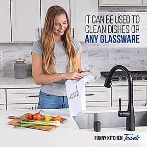 Aller Home & Kitchen Funny Kitchen Towels with Sayings. 4pc Kitchen Towel Set, Fun Pun Gadget Design - Waffle Weave Towel, Decorative Funny Dish Towels for Mom. Cute Kitchen Towels for Gifts