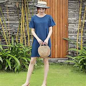 Women Round Straw Beach Bag Handwoven Summer Rattan Bag Cross Body Bag Shoulder Bag Khaki