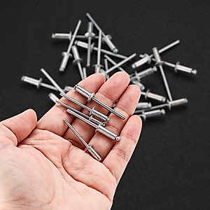 120 Pcs Aluminum Blind Rivets, Assorted Flange Blind Rivets Aluminium, M3.2/M4/M5 Head Rivets for Metal, Wood, Plastic