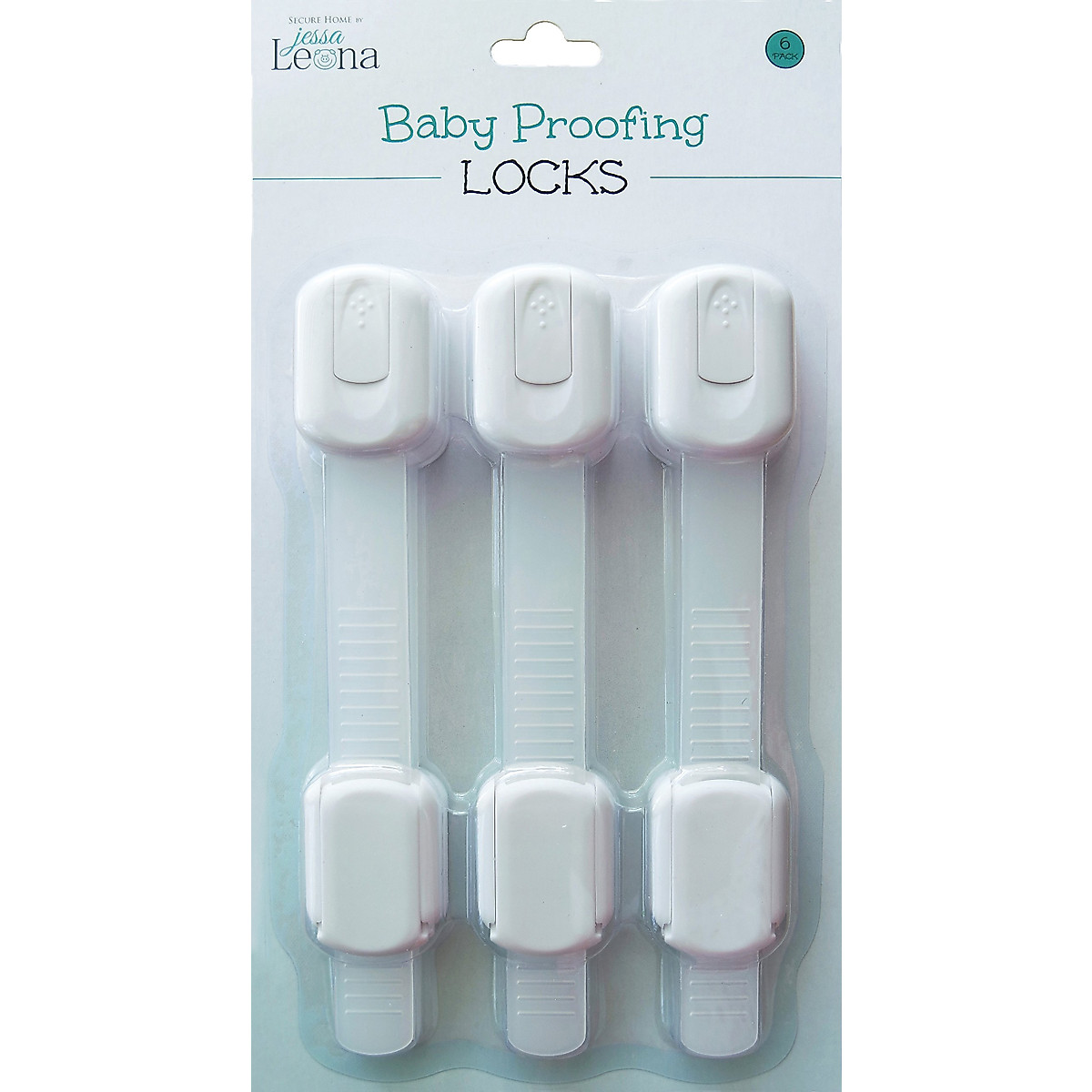 Baby Safety Locks | Child Proof Cabinets, Drawers, Appliances, Toilet Seat, Fridge and Oven | Tools Not Required | Uses 3M Adhesive with Adjustable Strap and Latch System (6-Pack, White)