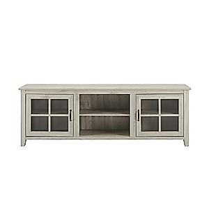 Walker Edison Portsmouth Classic 2 Glass Door TV Stand for TVs up to 80 Inches, 70 Inch, Birch