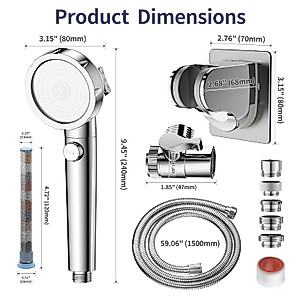 HOWUWEY Sink Hose Attachment for Faucet with 5 Adapters, Tub Faucet Sprayer Attachment, 3 Spray Modes Shower Head with ON/OFF Button, Filtered Shower Sprayer Attachment for Tub Faucet (Chrome)