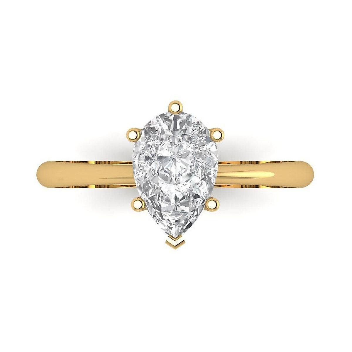 Clara Pucci 2.0 ct Pear Cut Solitaire Genuine Moissanite Wedding Bridal Designer Anniversary Engagement Ring in 14k Yellow Gold for Women
