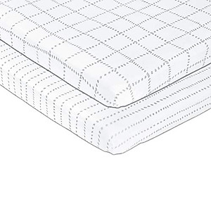 Petit Dreams Pack N Play, Mini-Crib Sheet 2 Pack - Jersey Knit Cotton for Baby Boy or Baby Girl, Grey