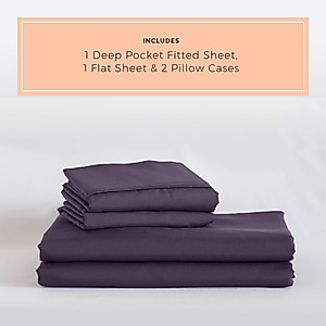 PeachSkinSheets Eggplant Sheet Set - 1500tc Level of Softness - Extra Soft Cooling Sheets for Hot Sleepers and Night Sweats - Full Size