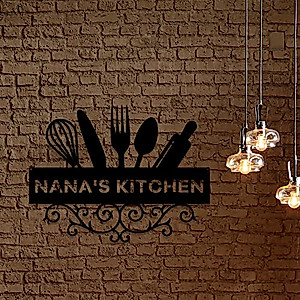 Hotsrichw Kitchen Metal Sign Personalized, Chef Kitchen Wall Decor, Custom Family Name Sign Last Name Signs, Nana's Farmhouse Kitchen, Customized Funny Birthday Gift for Cooking Lover, Gift for Mom