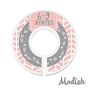 Modish Labels Baby Clothes Size Dividers, Baby Closet Organizers, Size Dividers, Baby Closet Organizers, Closet Dividers, Clothes Organizer, Girl, Woodland, Arrows, Tribal, Pink, Grey, Gray (Baby)
