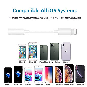 (Latest Version) iPhone Adapter，3 Pack Apple Lightning to 3.5mm Jack Aux Audio Accessories Headset Splitter Adaptor Compatible for Music Compatible with iPhone 14/13/XS/7 8 Support All iOS System