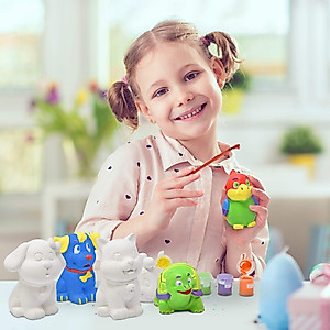 Number 1 in Gadgets Paint Your Own Pet Figurines, Decorate Your Own Painting Set, Includes 6 Pet Figurines, 6 Pots of Paint, Complete Plaster Craft Kit for Kids