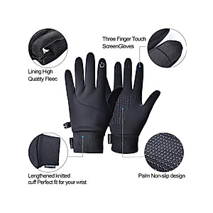 EAGLEFLY Winter Womens Gloves Touch Screen Water Resistant Warm Gloves for Outdoor Walking, Riding, Cycling, Running and Driving for Men and Women Tactical Gloves (Black Large)