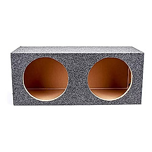QPower 12 Inch Heavy-Duty Dual Sealed Carpet Covered Durable Car Audio Vehicle Subwoofer Enclosure Woofer Box, Charcoal Gray