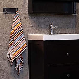 Striped Hand and Bath Towels for Bathroom | Set of 2 Hand Towels | Organic Turkish Cotton | Large Soft Plush Fluffy Absorbent Ribbed Bath Towels (Hand Towel Set, Rainbow)