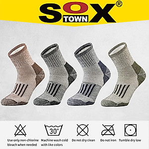SOX TOWN Merino Wool Low Cut Quarter Socks with Heavy Cushion Ankle Moisture Wicking Warm for Men Outdoor Hiking Hike Cycling