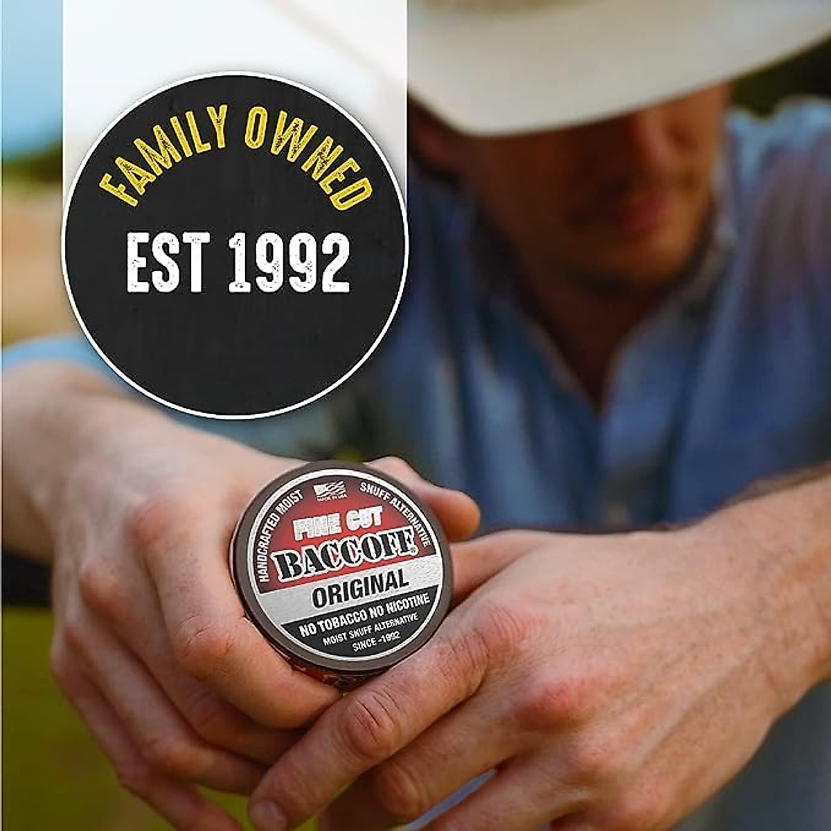 BaccOff, Original Fine Cut, Premium Tobacco Free, Nicotine Free Snuff Alternative (10 Cans)