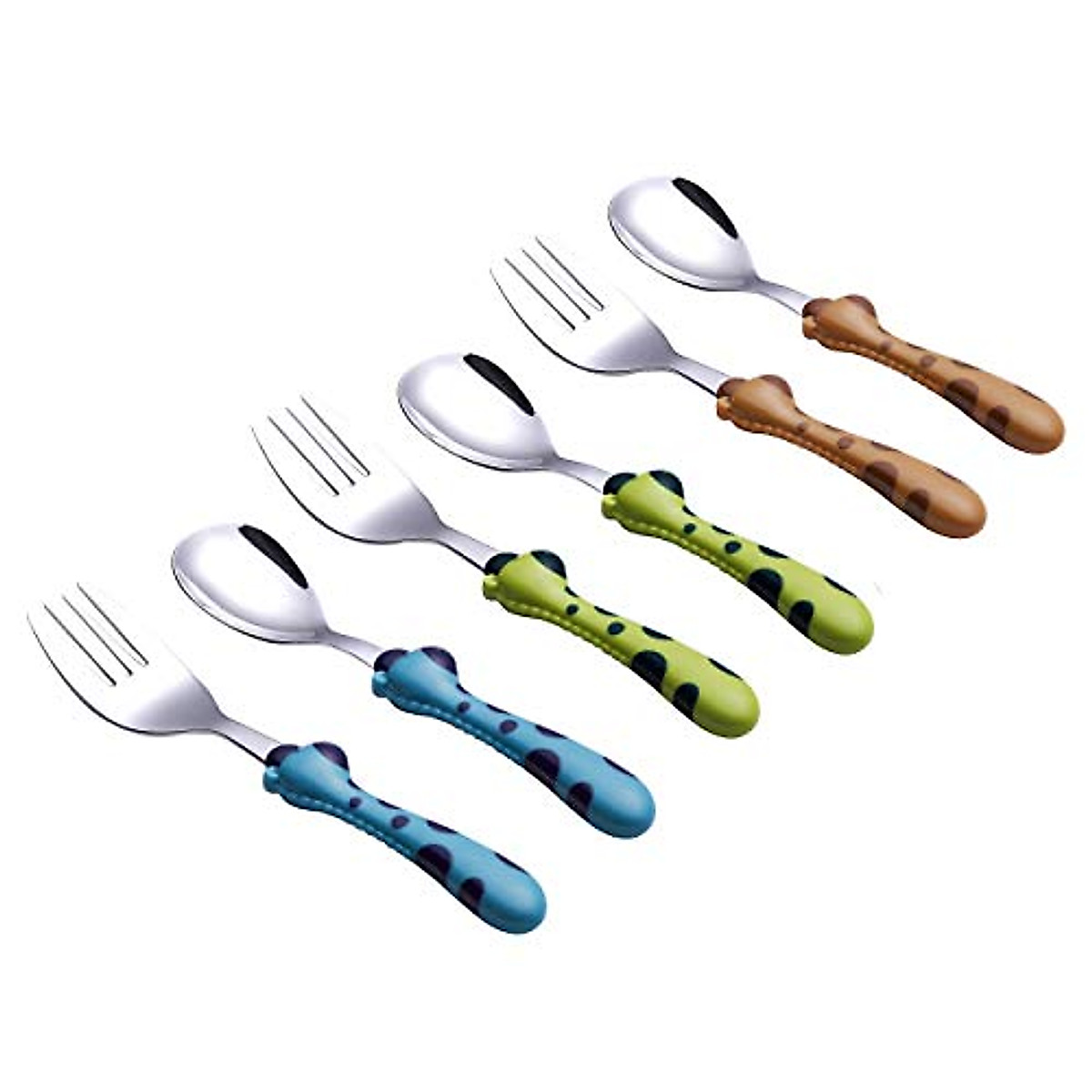 ANNOVA Children's Flatware 6 Pieces Kids Silverware - Stainless Steel Cutlery - 3 x Safe Forks, 3 x Dinner Spoons - Safe Toddler Utensils Without Knives for Lunch Box BPA Free - 2021 New Packaging
