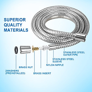 6 Functions Handheld Shower Head Set High Pressure Shower Head High Flow Hand Held Showerhead Set with 59 Inch Hose Bracket Teflon Tape Rubber Washers