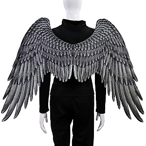 Himine Non-Woven Fabric Festive Party Angel Wings Suitable for Men and Women Decorative Wings (Black)
