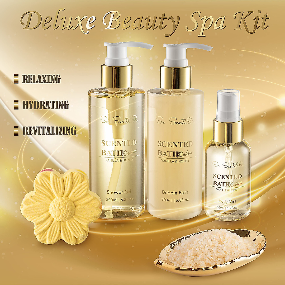 Spa Gift Baskets for Women in Vanilla Honey | Holiday Christmas Mothers Day Gifts Idea - Sister Mom Wife | Happy Birthday Gifts For Women | Best Friends Gifts for Women | Friends Female