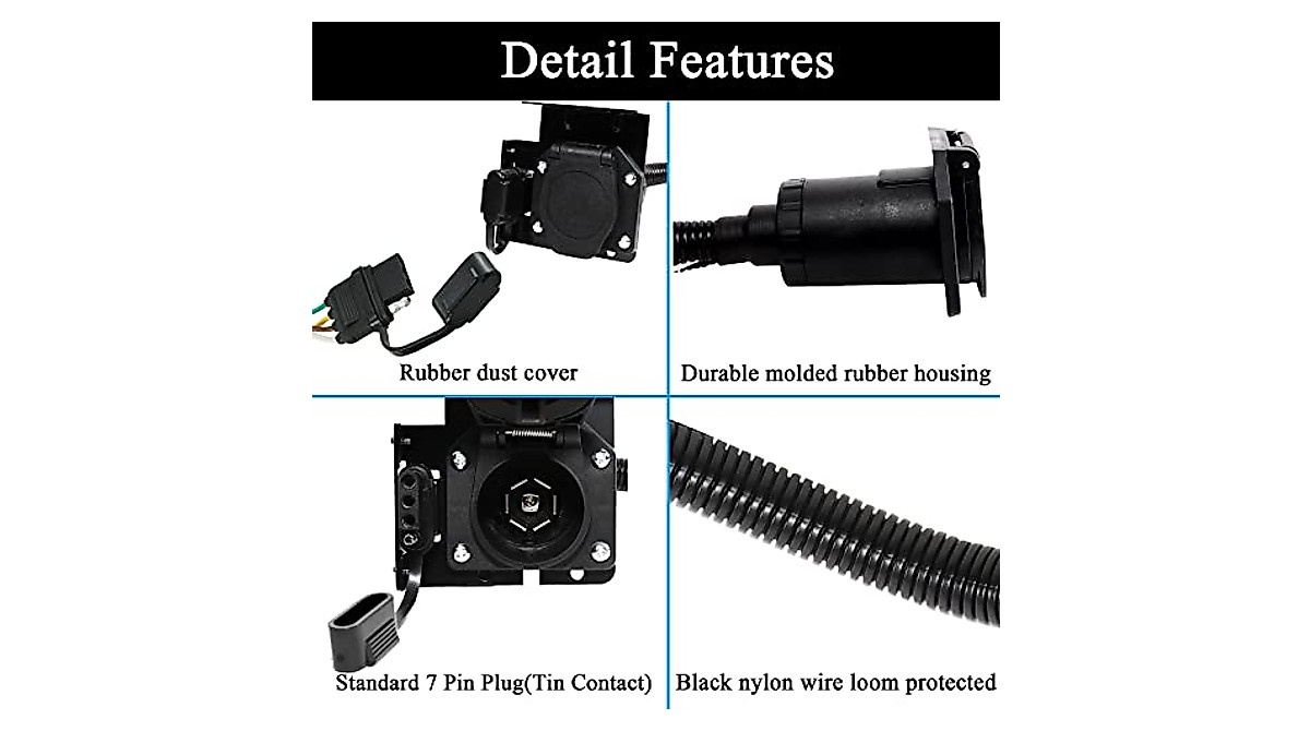 Oyviny 4-Way to 7-Way & 4-Pin Trailer Wiring Adapter for RV