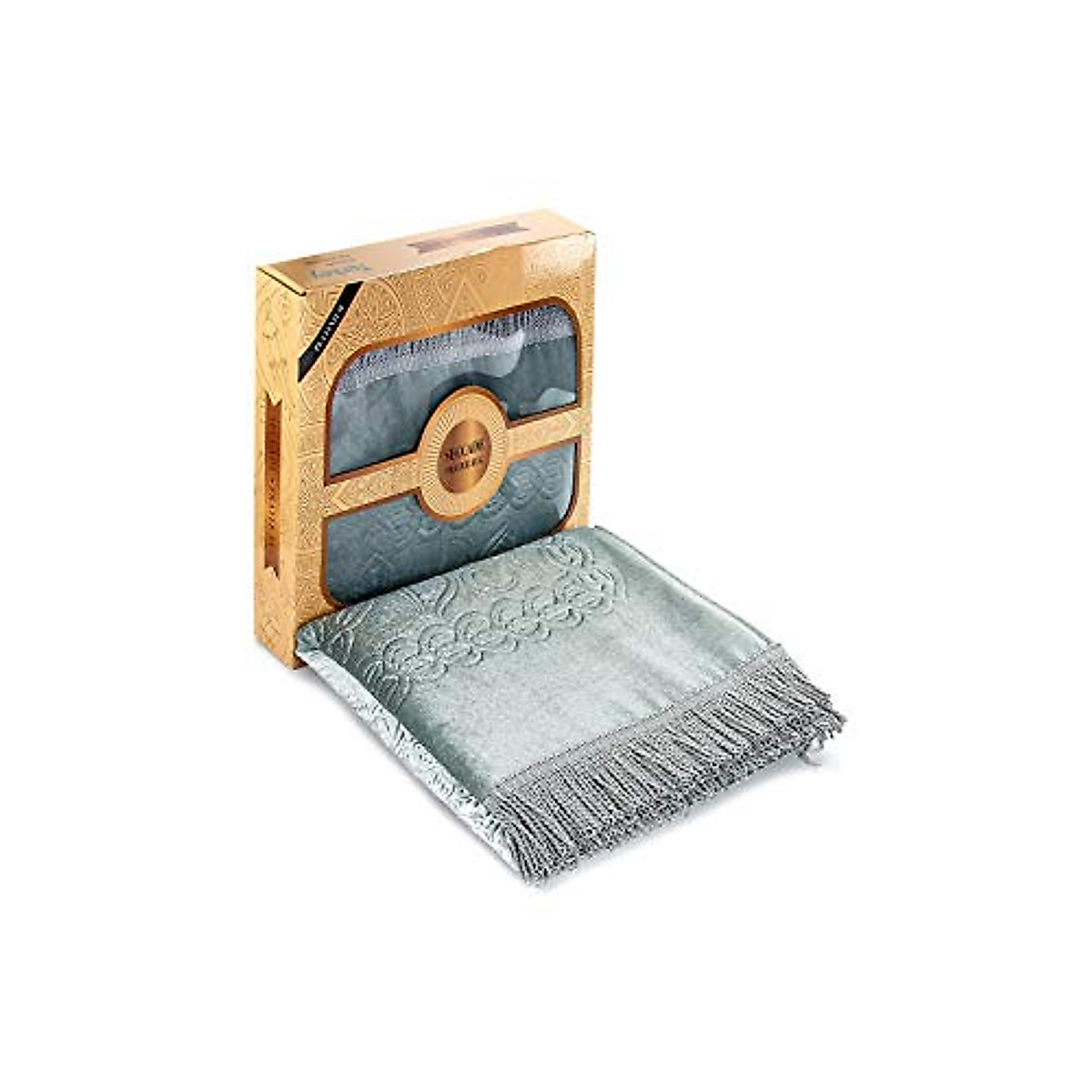 Luxury Silky Velvet Muslim Prayer Rug | Janamaz | Sajadah | Soft Islamic Prayer Rug | Islamic Ramadan Eid Gifts | Prayer Carpet Mat, Blue