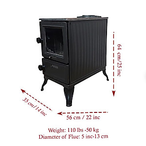 Small Cast Iron Stove for Outdoor Camping | Outdoor Stove | Mini Camping Stove | Cast Iron Fireplace | Brick Lined Fireplace | Tiny House Stove Cabin Stove (Mini Camping Stove)