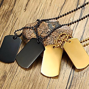 VNOX Military US Army Dog Tag Necklace Mens Black Stainless Steel Double Dog Tag Dangling Pendant Necklace,Bead Chain Necklace 24",Veterans Day Gifts for Men