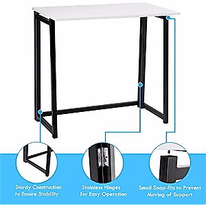LUARANE Foldable Computer Desk, No Assembly Folding Desk, Study Laptop Writing Desk, Compact Reading Table for Small Space Bedroom Home Office (White)