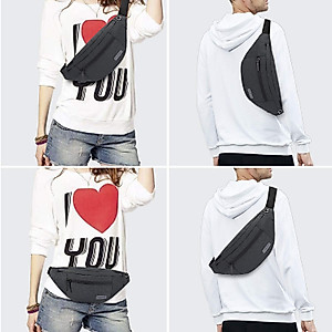 Crossbody Fanny Pack Belt Bags Women Men Shoulder Sling Bag with 4-Zipper Pockets,Gifts for Enjoy Sports Festival Workout Traveling Running Casual Hands-Free Waist Pack Carrying All Phones, Large