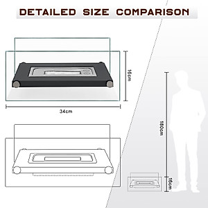 BRIAN & DANY Tabletop Fire Pit, Portable Rectangle Table Top Firepit with 2 Glass Panels, Black Ethanol Tabletop Fireplace for Indoor & Outdoor