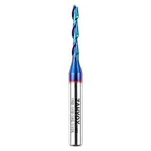 ZahyoX Upcut Spiral CNC Bit, Nano Coated Solid Carbide Straight Router Bit, 1/8" Cutting Dia, 1/4" Shank, 7/8" Cutting Length, 2-1/2" Overall Length, CNC Router Bits, CNC End Mill
