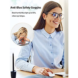 Feaglo Safety Glasses, Anti Fog Safety Goggles for Women Men, Blue Light Blocking with Clear Lens, 4Pack Stylish Eye Protection Glasses with side Shield