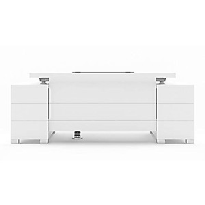 ZURI Furniture Ford Executive Modern Adjustable Height Desk with Filing Cabinets - White