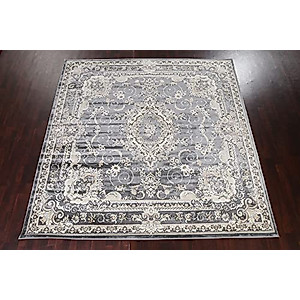 Grey Floral Transitional Turkish Area Rug Oriental Carpet 10x10 Square