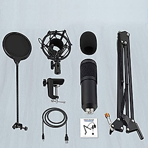 Podcast Microphone Professional 192KHz/24BIT USB Condenser Cardioid PC Mic, Recordings for YouTube, Streaming, Gaming, Recording Music, Voice Over, Studio/Home Recording