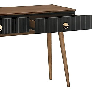 MAKLAINE Modern Wood ad Veneer Console Table in Black/Walnut