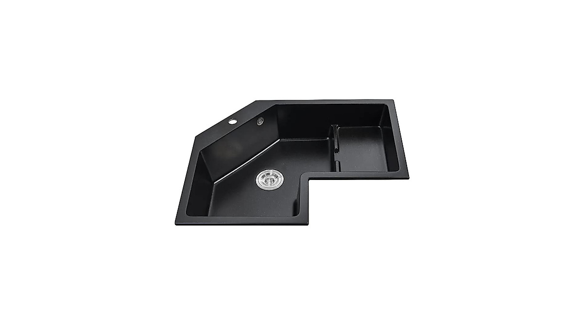 Lovedima Black Quartz Drop-In Corner Kitchen Sink