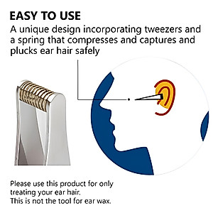 Seki Japan Ear Hair Trimmer Clipper Cutter Tweezers Shape with Spring Safe Design for Hair Removal, Japanese Stainless Steel