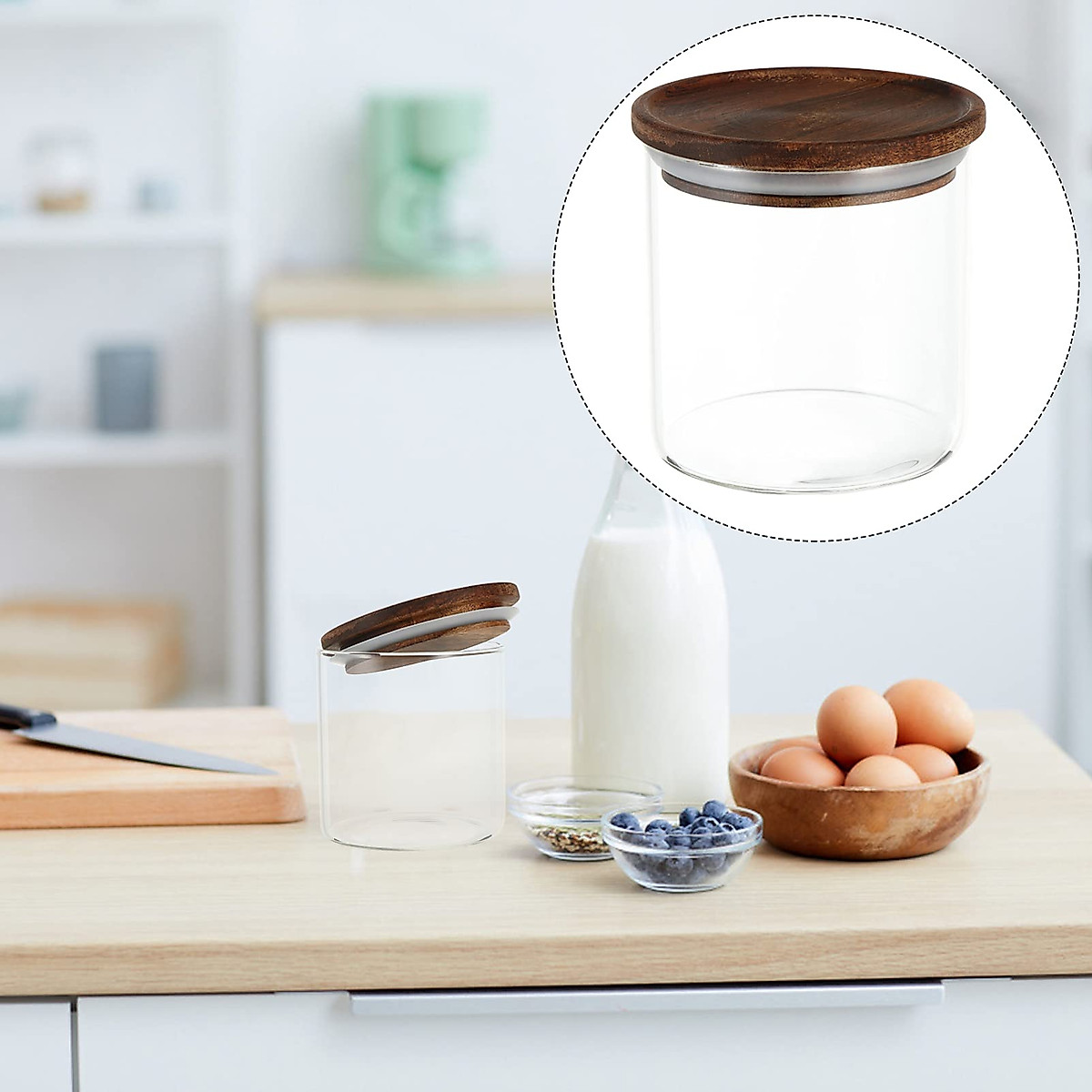 Mason Jars Mason Jars Glass Canister Jars Glass Kitchen Canisters with Airtight Bamboo Lid Cylinder Storage Containers for Flour Sugar Coffee Cookie Candy Snack and More 9. 5x13. 2 Terrarium/183 ( Col