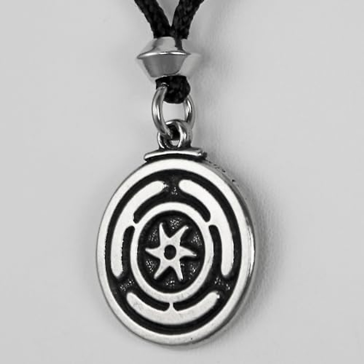 Pewter Wheel of Hecate Goddess Symbol Pendant Necklace