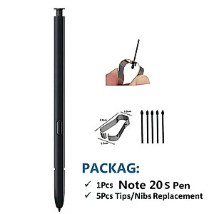 Note 20 Ultra S Pen Replacement (WithBluetooth) for Samsung Galaxy Note 20 Note 20 Ultra 5G All Versions Stylus Touch S Pen +Tips/Nibs (Black)