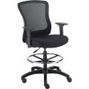 Global Industrial Mesh Back Task Stool, Black, Adjustable Arms, High Back