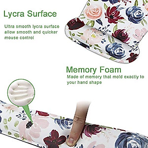 Dooke Keyboard Wrist Rest Pad and Mouse Wrist Rest Support, Comfort Wrist Rest Pad with Non-Slip Rubber Base & Memory Foam Support for Working Gaming Fatigue Pain Relief Art Flowers