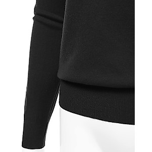 danibe Women's V-Neck Long Sleeve Pullover Soft Knitted Sweater Black M