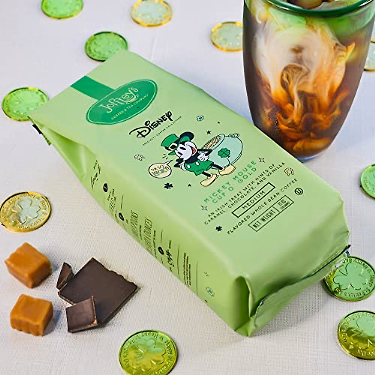 Joffrey's Coffee - Disney Mickey Mouse Cup O’ Gold, Disney Specialty Coffee Collection, Artisan Medium Roast, Arabica Coffee Beans, Sweet, Full-Bodied Flavors, Brew or French Press (Whole Bean, 11oz)