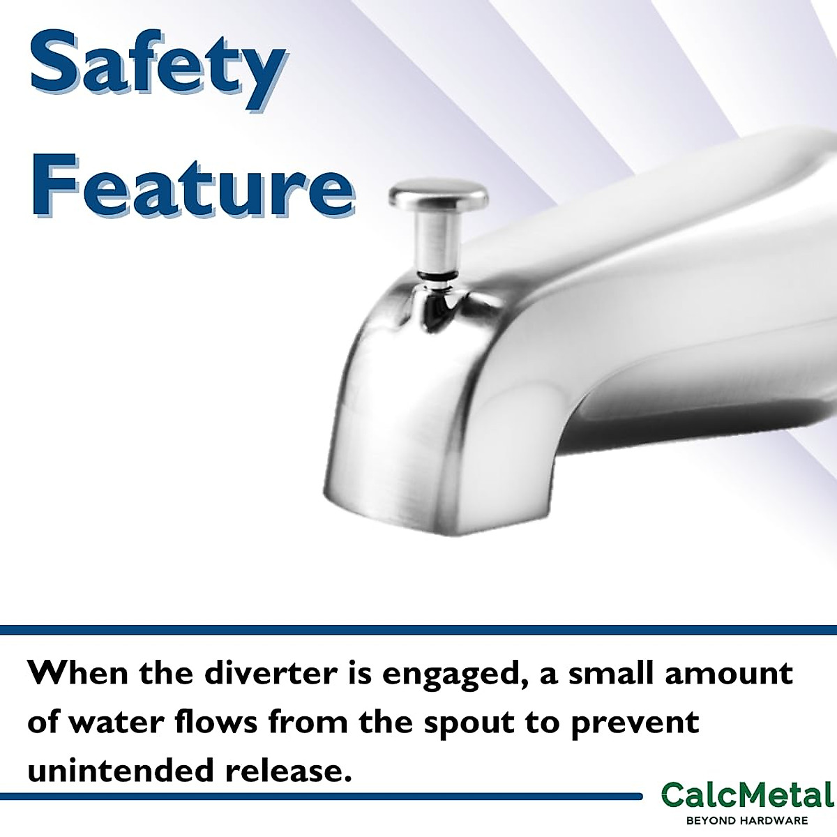 CalcMetal Top Diverter Tub Spout with 4 in 1 Adapter, Universal fit 1/2" Copper Slip, 1/2" Iron Pipe(Long and Short stub Out), and 3/4" Iron Pipe Connections, Easy Installation, Plated Chrome